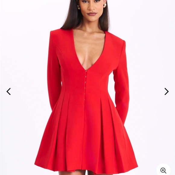 Miss Circle | Dresses | Miss Circle Red Pleated Fit And Flare Mini ...